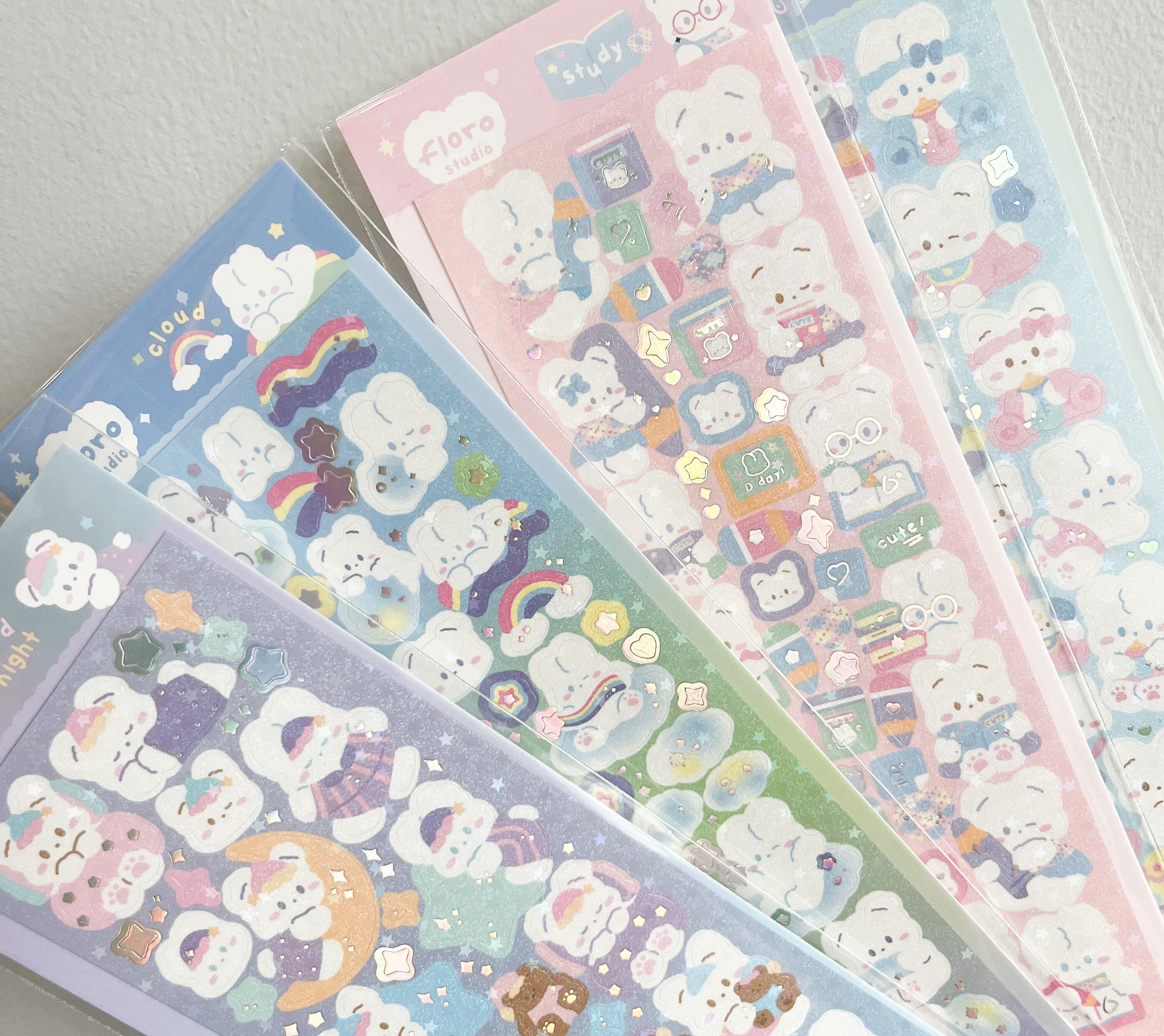 Kawaii Teddy Holographic Sticker Sheets Kawaii Sticker Sheets - Etsy