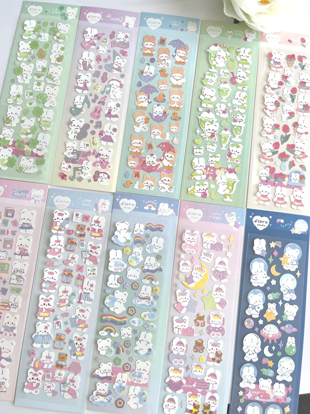 Cute Bear Character Sticker Sheet | Kawaii Planner Stickers ...
