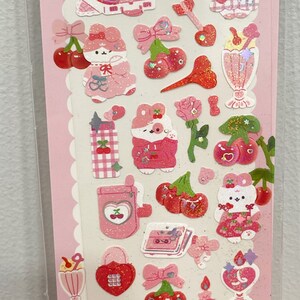 Cherry Sticker Sheets, Kawaii Sticker Sheets - Etsy
