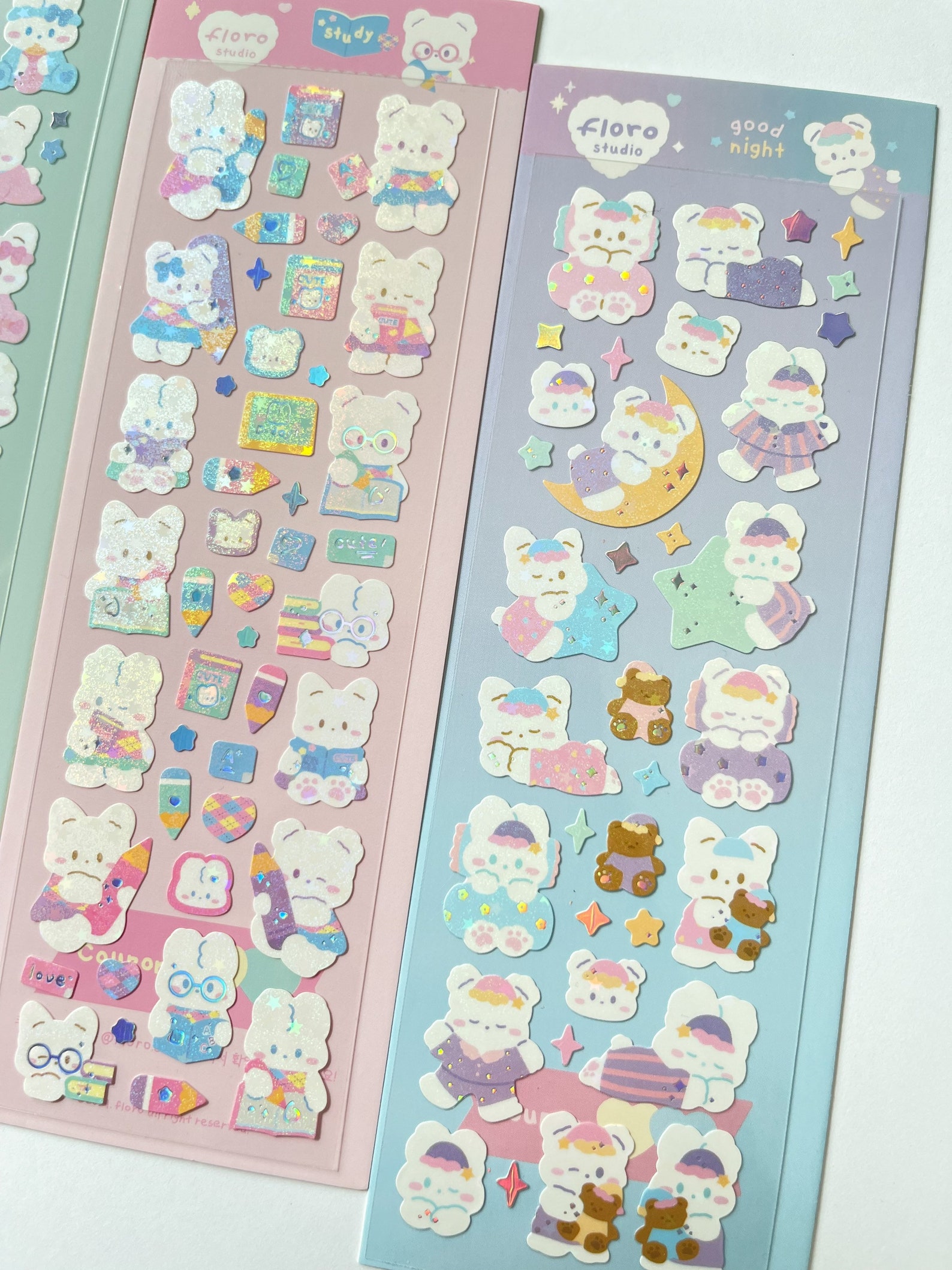 Kawaii Teddy Holographic Sticker Sheets Kawaii Sticker Sheets - Etsy