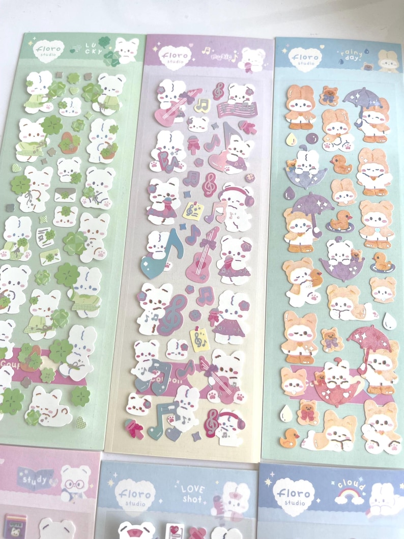 Cute Bear Character Sticker Sheet | Kawaii Planner Stickers ...