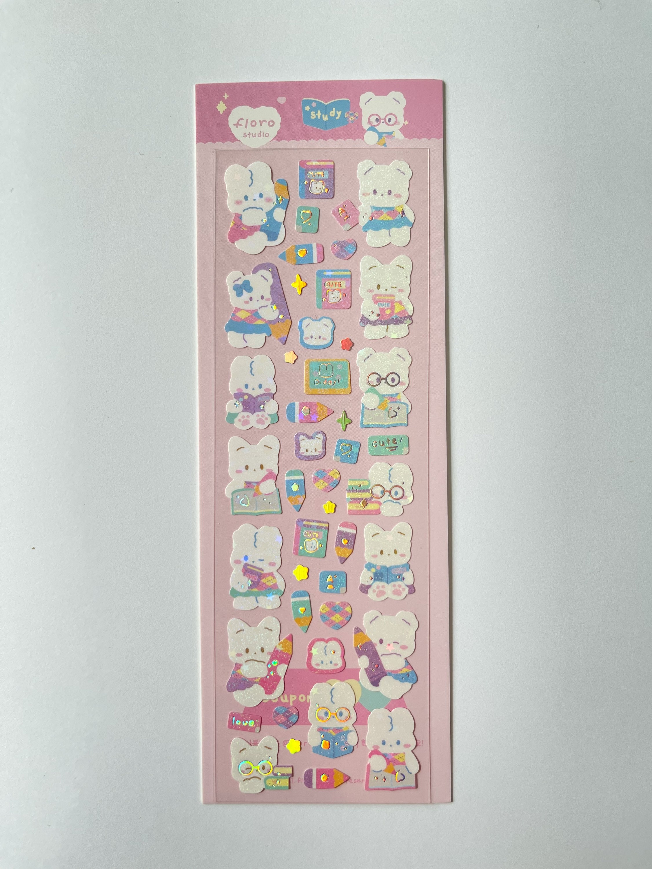 Kawaii Teddy Holographic Sticker Sheets Kawaii Sticker Sheets - Etsy