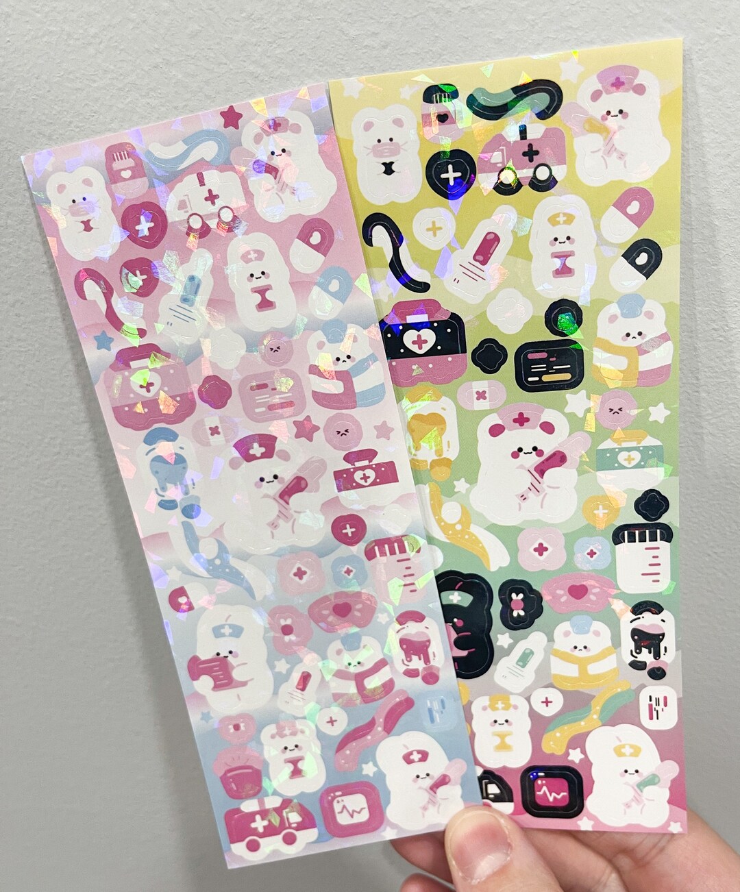2 Sheet Cute Hospital Holographic Sticker Sheets, Kawaii Sticker Sheets ...