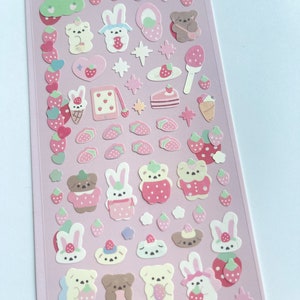 Kawaii Sticker Sheets Cute Stawberry Sticker Sheets Kpop Polco Deco ...