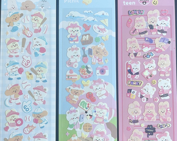 Bundle of 3 Kawaii Sticker Sheets, Cute Planner Sticker Sheets - Etsy