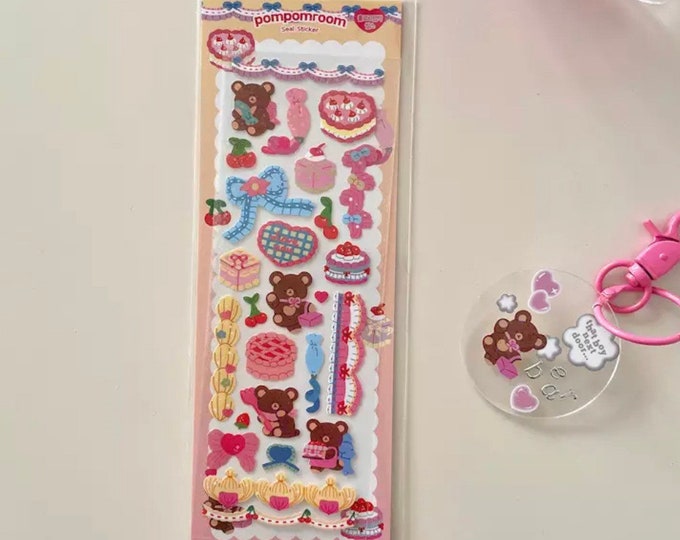 Kawaii Icing Cake Bears Sheets Toploader Stickers Kawaii - Etsy