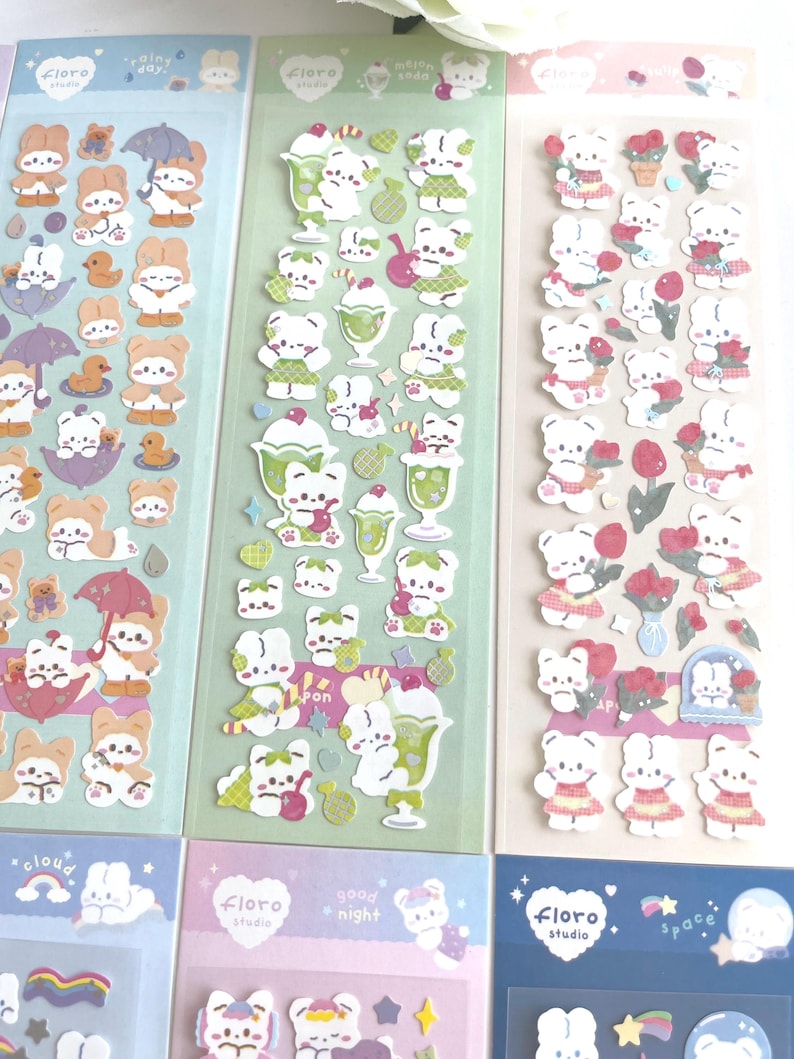 Cute Bear Character Sticker Sheet | Kawaii Planner Stickers ...