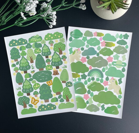2 Sheets Trees and Bushes Stickers Tree Stickers Fall - Etsy