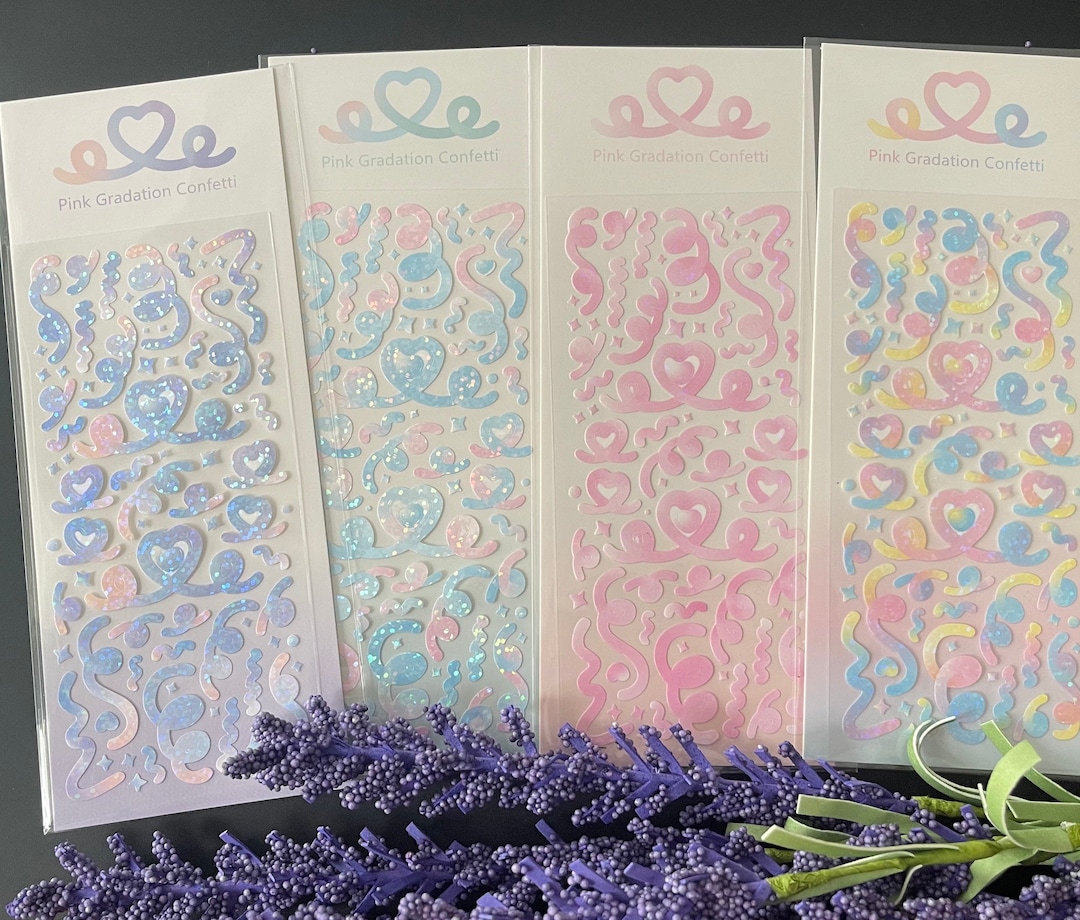 Kpop Gradient Confetti Sticker Sheets | Kawaii Polco Deco Toploader ...
