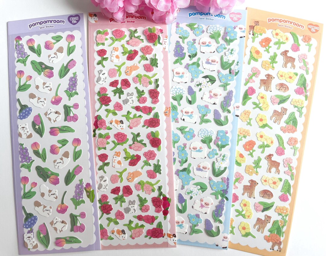 Cute Floral Sticker Sheets, Kawaii Sticker Sheets - Etsy