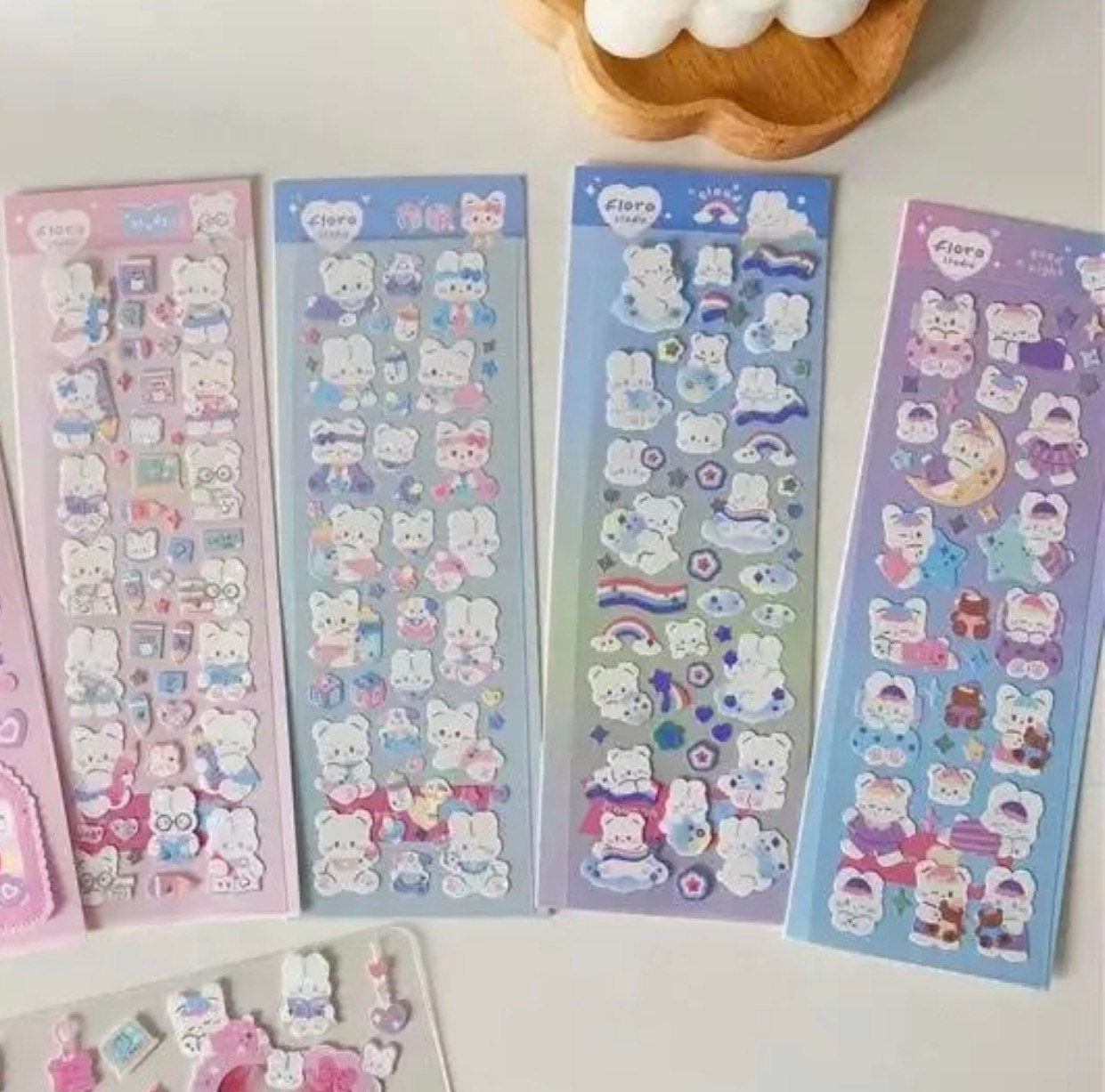 Kawaii Teddy Holographic Sticker Sheets Kawaii Sticker Sheets - Etsy
