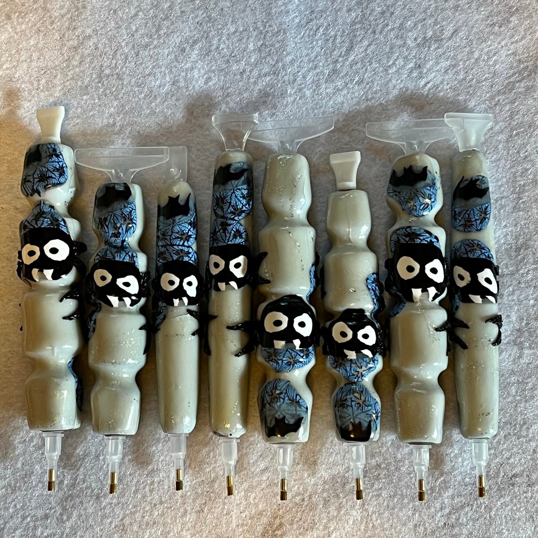 Diamond Painting Pen, Spooky Spiders and Bats, Handmade, Polymer Clay ...