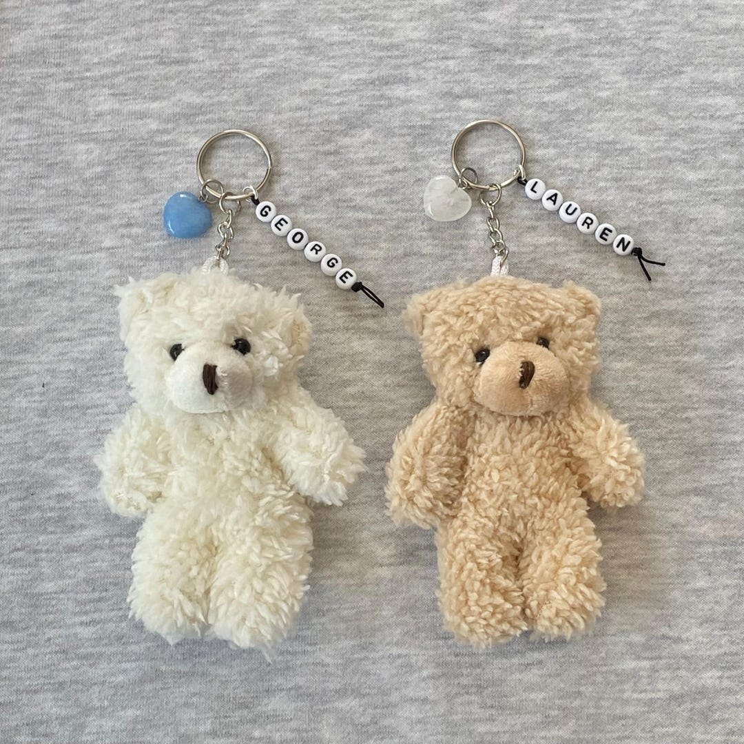 Personalized Mini Teddy Bear Keychain: Gemstone Heart, Back to School ...
