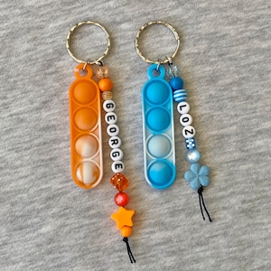 Personalised Pop It Fidget Keychain UK, Back to School Colourful, Names ...