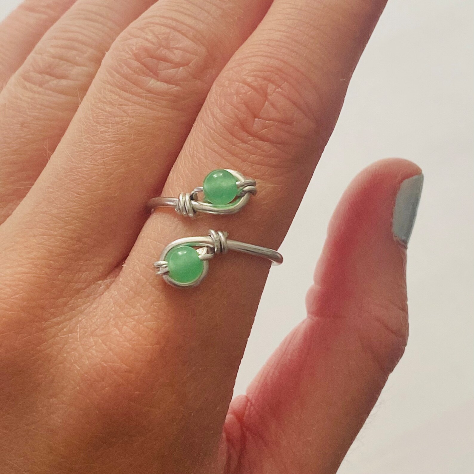 Gemstone Beaded Wire Ring Adjustable UK - Etsy UK