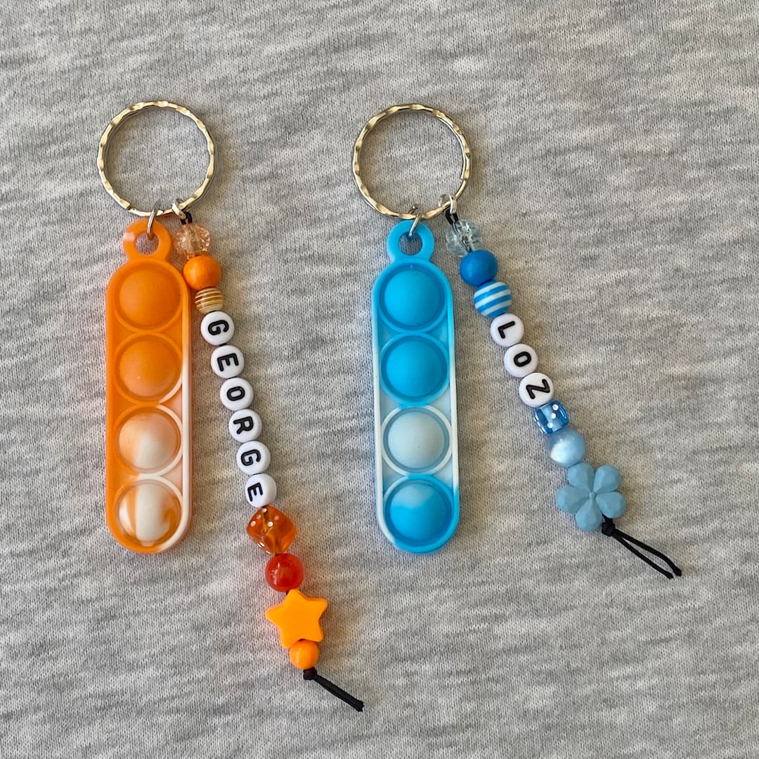 Personalised Pop It Fidget Keychain UK, Back to School Colourful, Names ...
