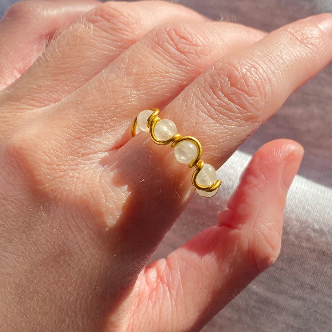 Gemstone Braided Bead Wire Rings UK - Etsy UK