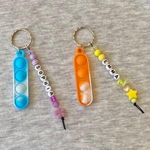 Personalised Pop It Fidget Keychain UK, Back to School Colourful, Names ...