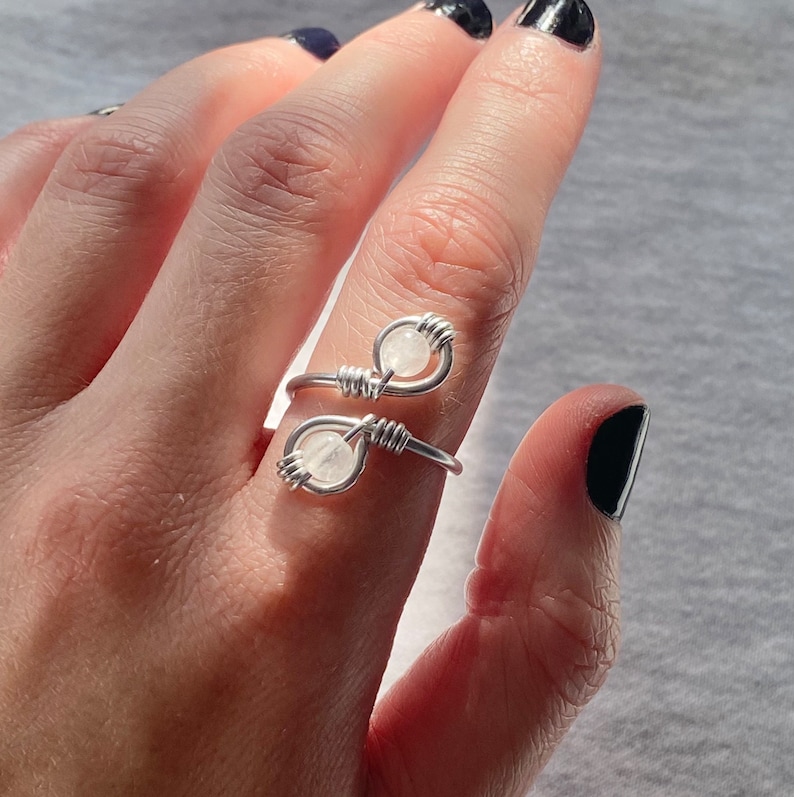 Gemstone Beaded Wire Ring Adjustable UK - Etsy UK