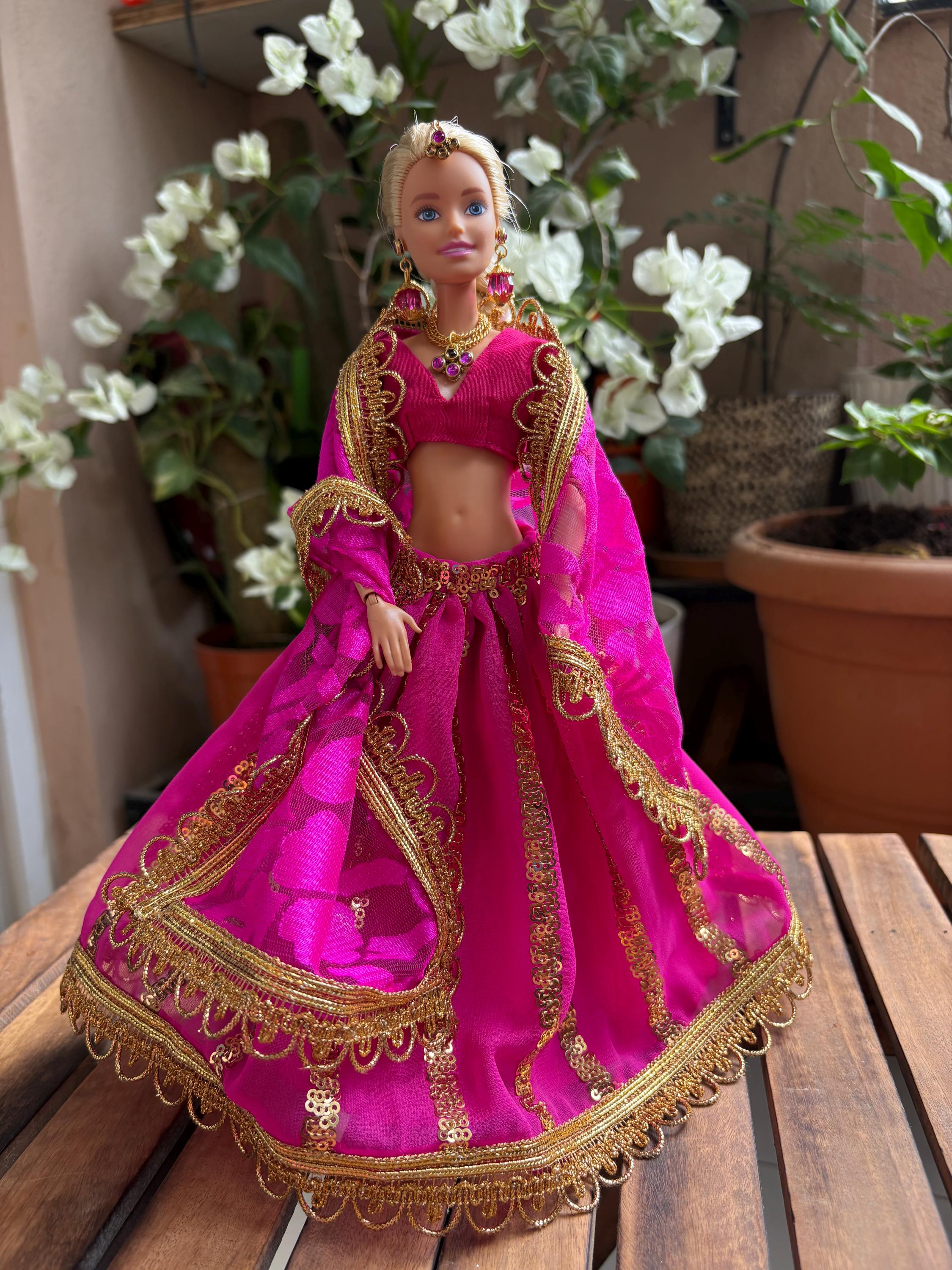 Pink Royal Glam Lehenga Set With Gold Accents. - Etsy