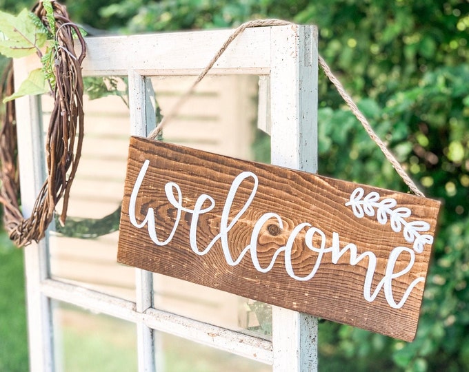 Welcome Sign / Entry Way Sign / Wood Welcome Sign / Hand Lettered ...
