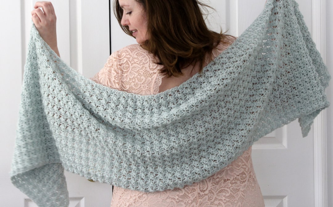 Rectangle Shawl Pattern, Crochet Shawl Pattern, Crochet Wrap, Textured ...