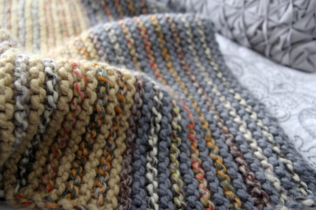 Easy Knit Blanket Pattern: Bulky Afghan Throw (PDF Pattern - English ...