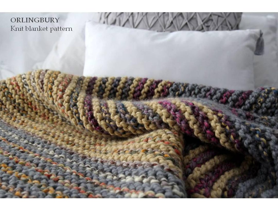 Easy Knit Blanket Pattern, Colorful Textured Knit Blanket Pattern, Knit ...
