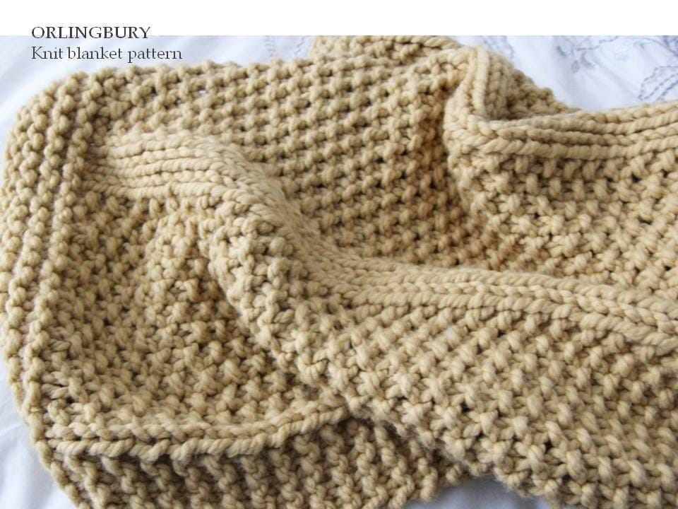 Knit Blanket Pattern, Chunky Textured Knit Blanket Pattern, Easy Cozy ...