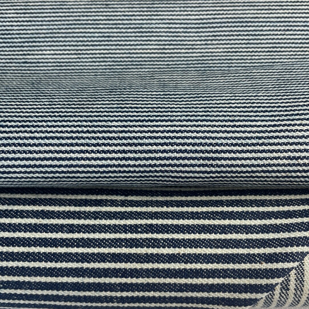 100% Cotton Denim Indigo Blue Railroad Striped Pattern Fabric by the ...