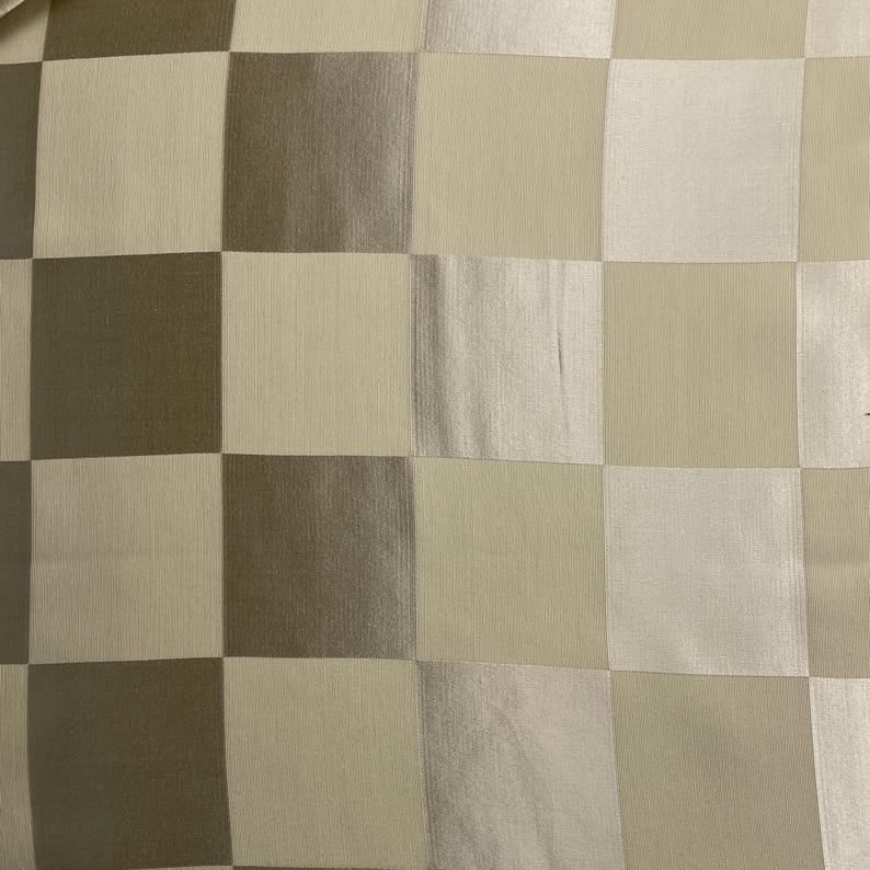 Wool Silk Cream/gold Checkered Fabric by the Yard - Luxury Material for ...