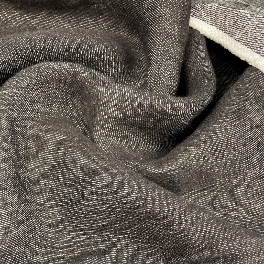 Stonewashed Linen Twill Fabric by the Yard Brown, Black, White | 60 ...