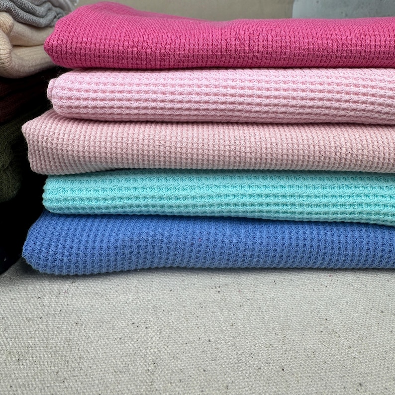 Cotton Waffle Thermal Fabric | Soft Waffle Knit Fabric by the Yard - Etsy