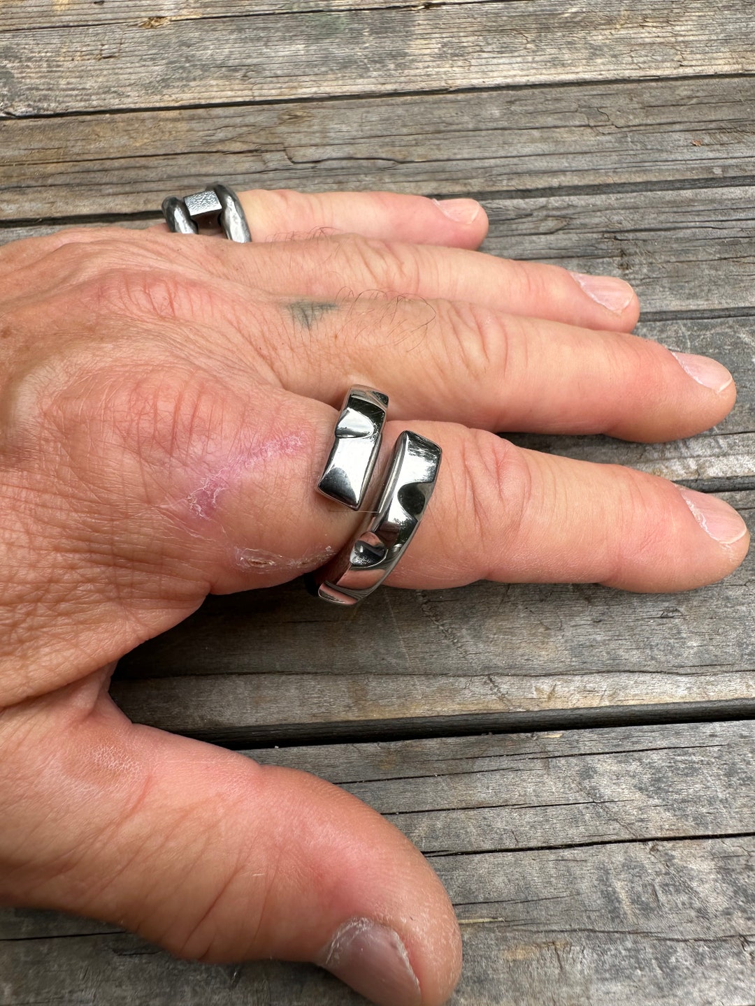 Stainless Steel Fluted Wrap Ring, Size 11.25 - Etsy