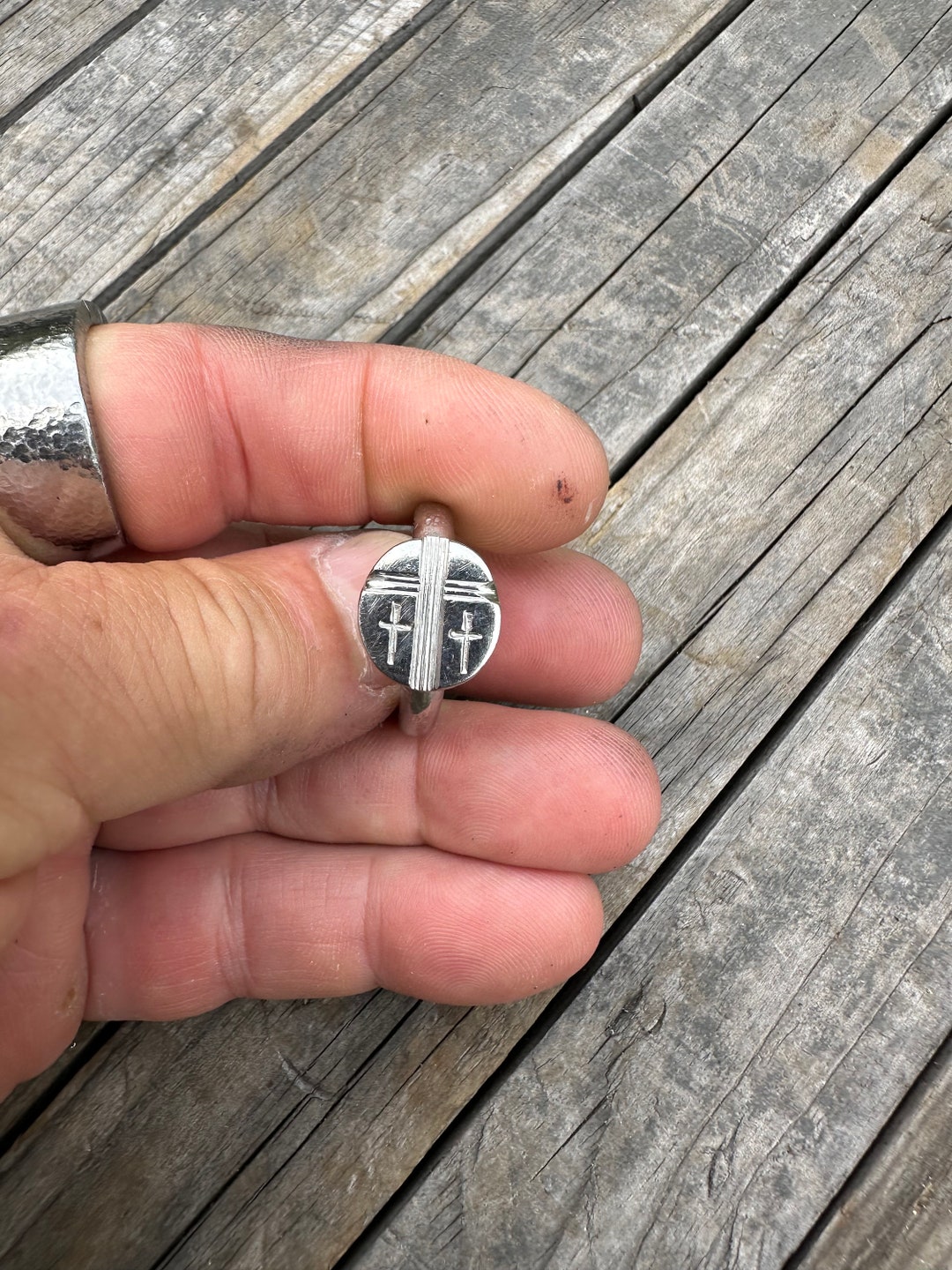 Stainless Steel Triple Cross Ring, Size 8.25 - Etsy