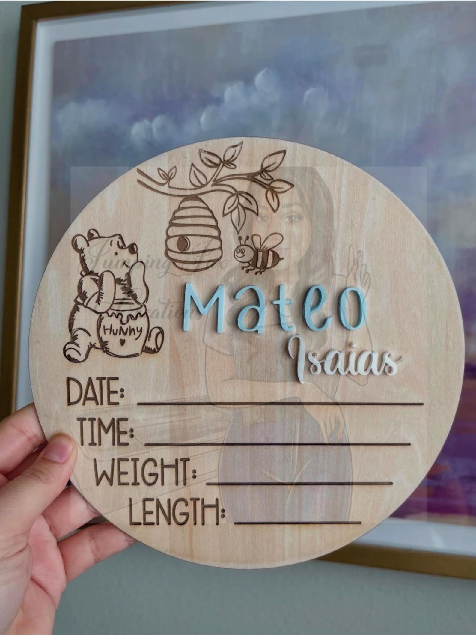 Bear Baby Birth Stat Sign SVG | Laser Cut File | Newborn Announcement ...
