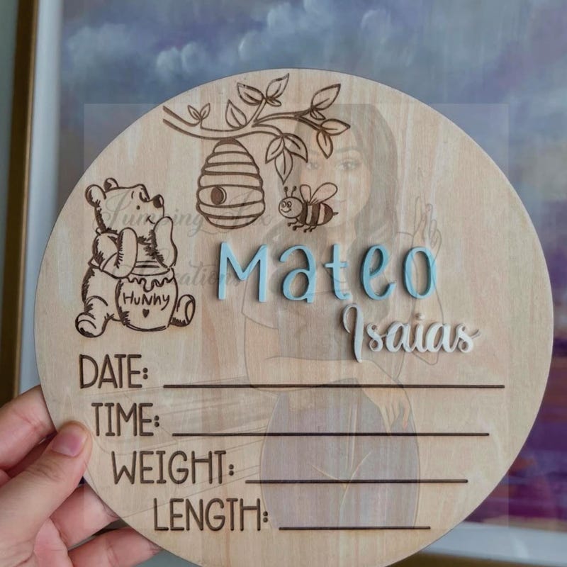 Baby Stats Sign Bear - Etsy