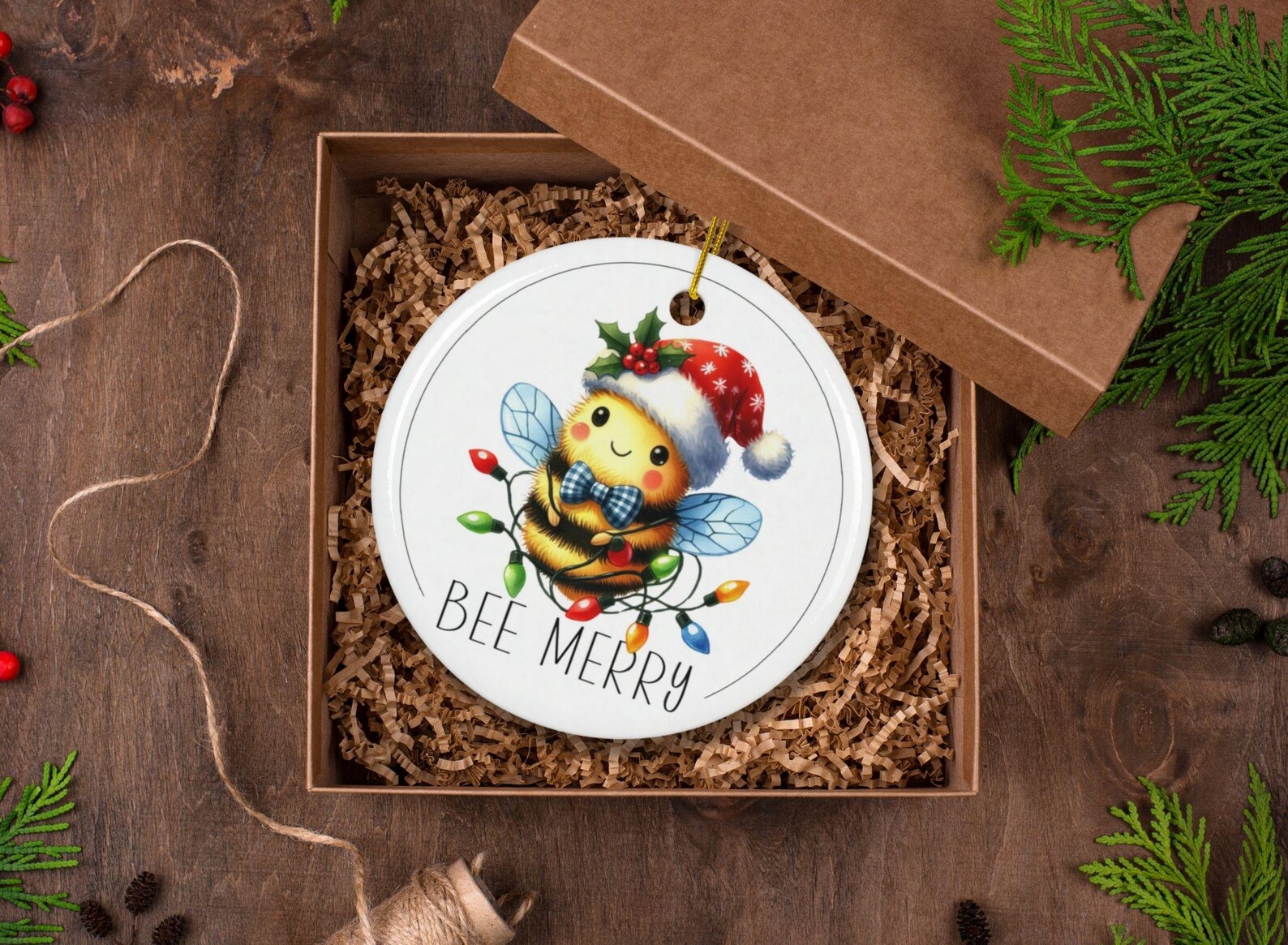 Bee Merry Christmas Ornament, Bumble Bee Christmas Ornament for Bee ...