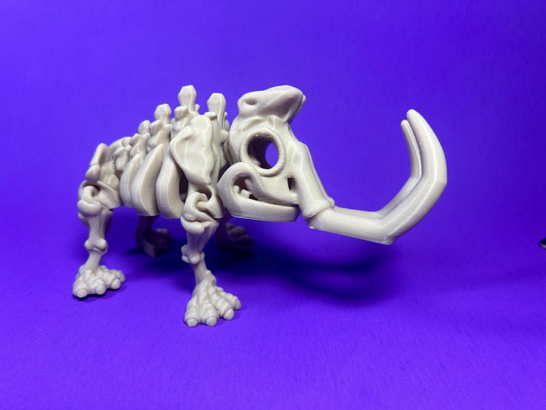 Flexi 3D Printed Woolly Mammoth Elephant Skeleton Fossil Fidget Sensory ...