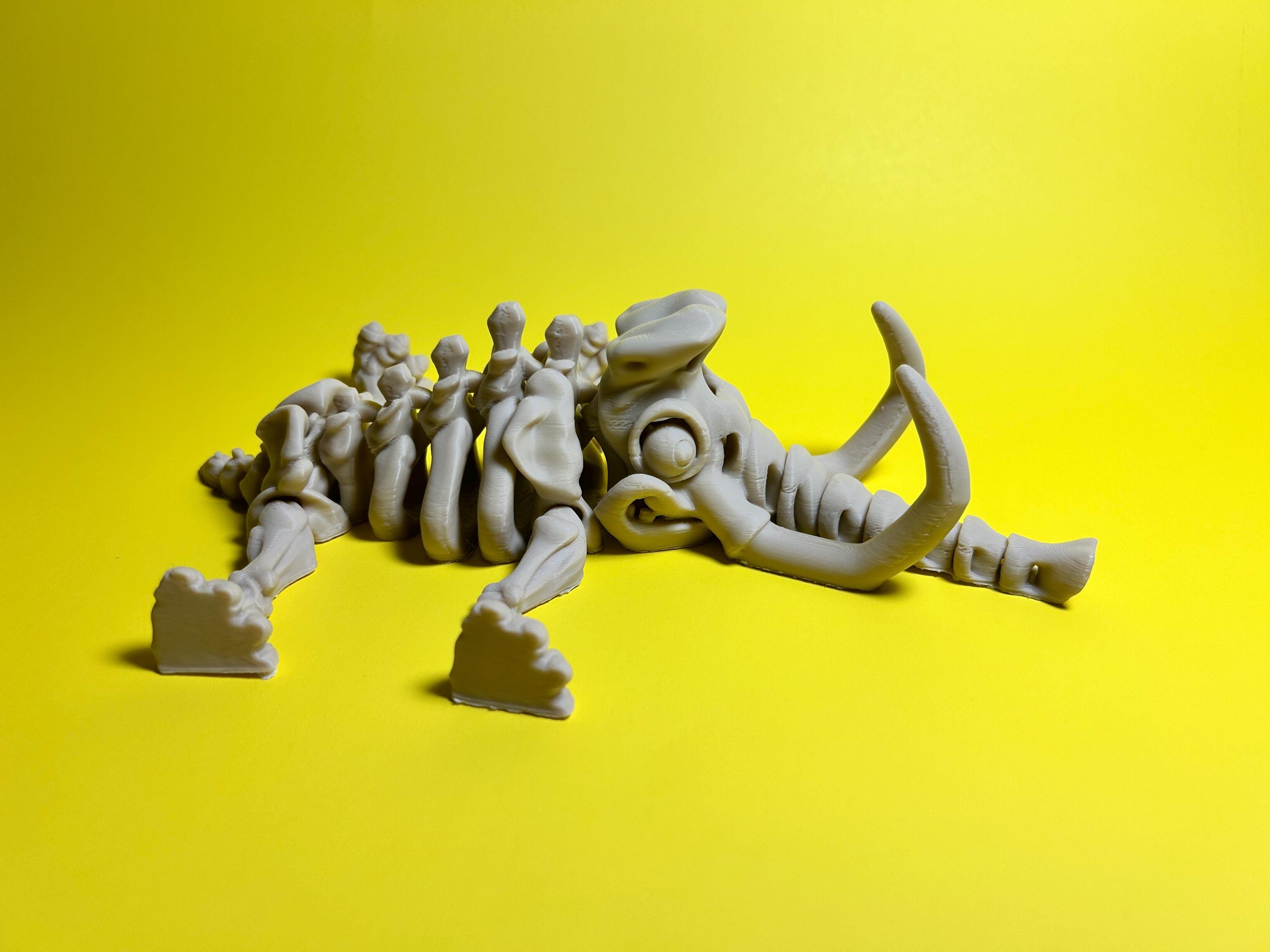 Flexi 3D Printed Woolly Mammoth Elephant Fossil Fidget Sensory Toy Desk ...