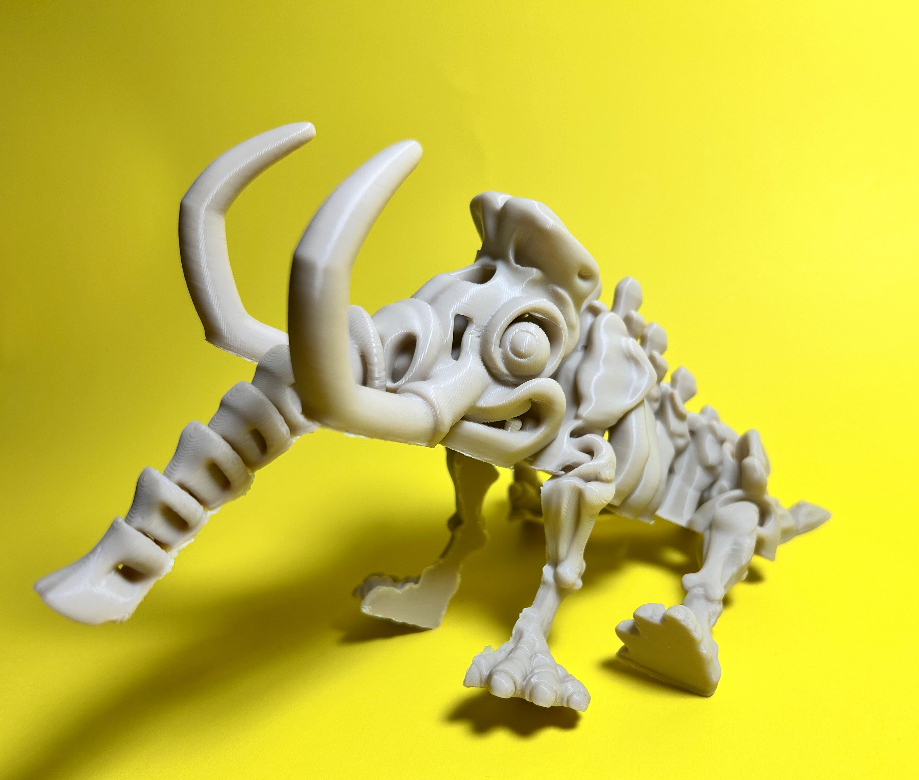 Flexi 3D Printed Woolly Mammoth Elephant Fossil Fidget Sensory Toy Desk ...
