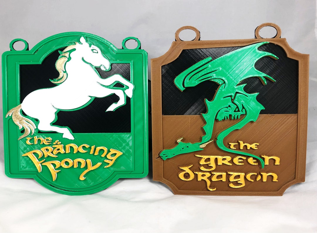 2pc Custom 3D Lord of the Rings Inspired Prancing Pony & Green Dragon ...