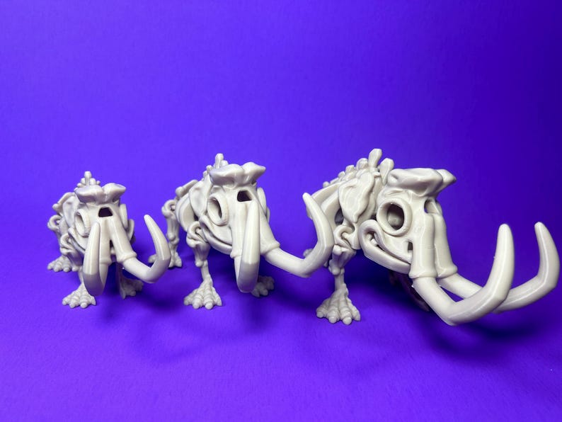 Flexi 3D Printed Woolly Mammoth Elephant Skeleton Fossil Fidget Sensory ...