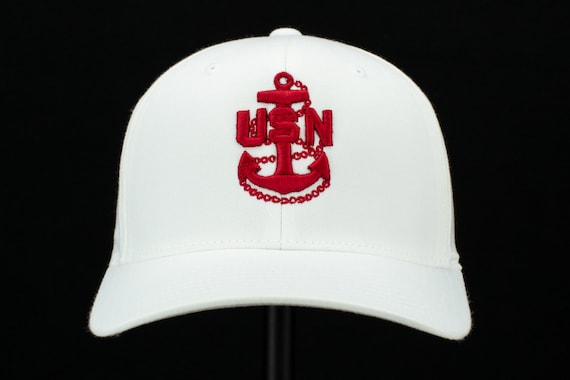 US Navy Chief Hat white With Red Anchor | Etsy