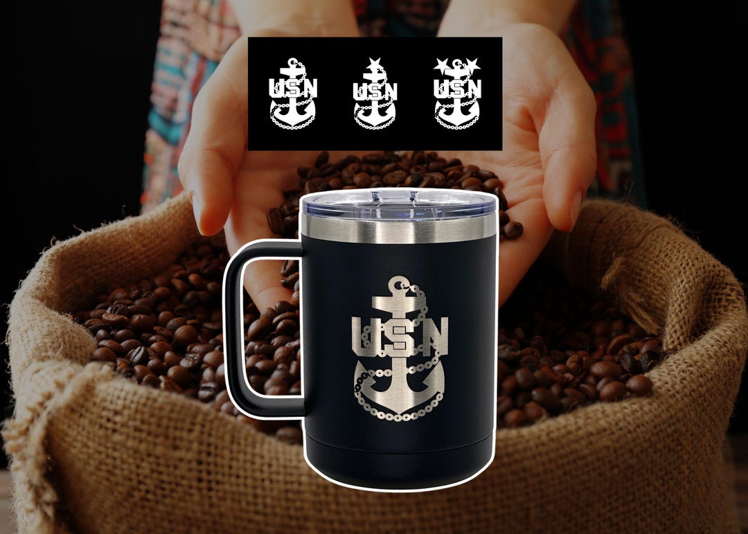 Navy Chief Coffee Mug With Slider Lid 15 Oz. Stainless Steel - Etsy