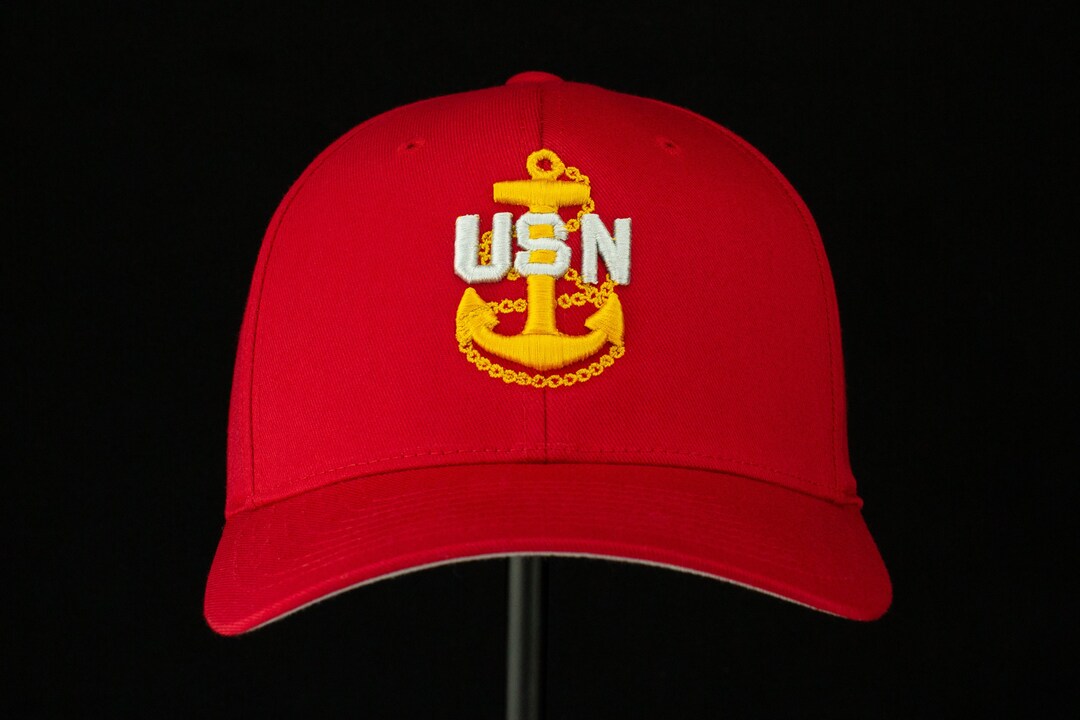 Red Navy Chief Anchor Ball Cap - Etsy
