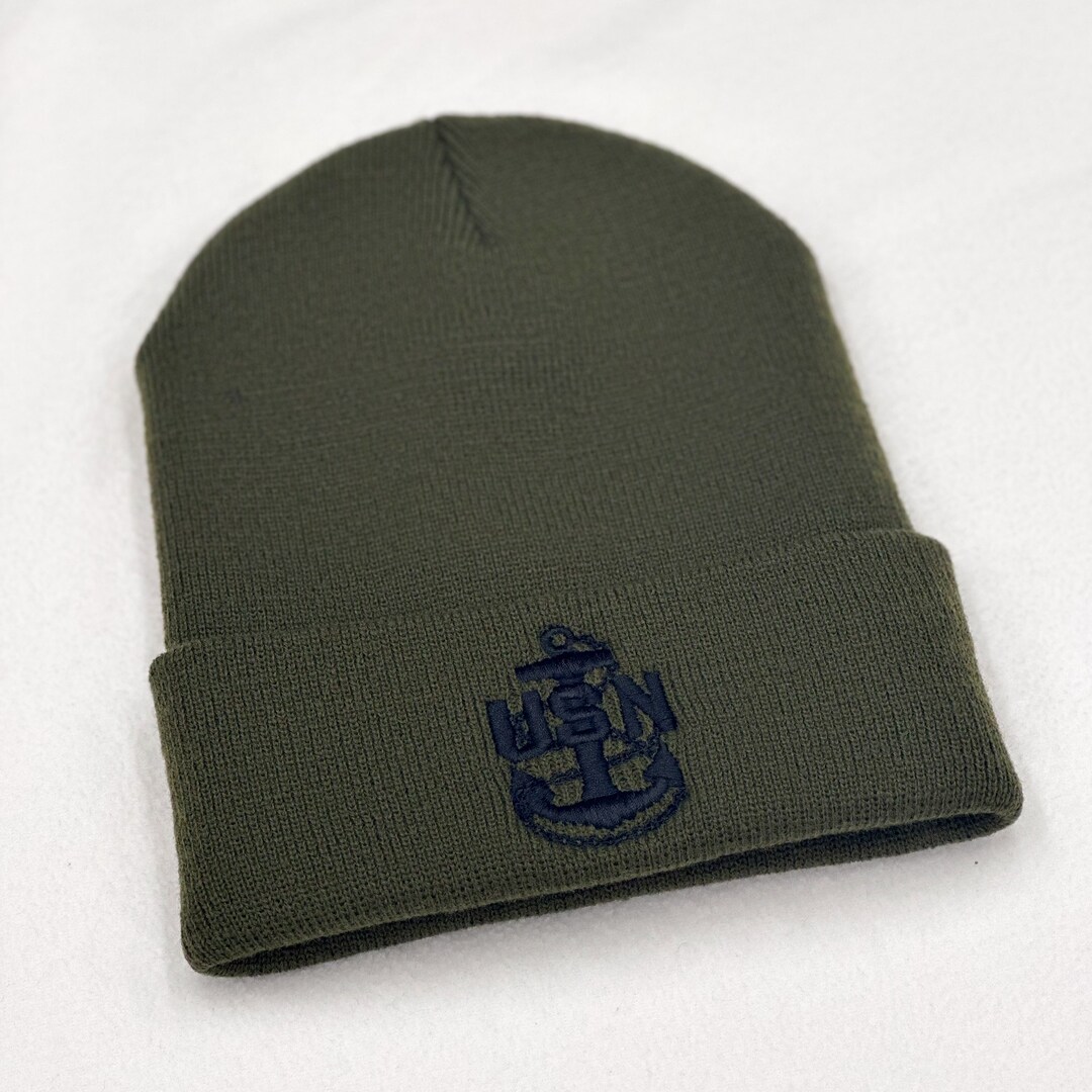 Olive Green Navy Chief Beanie - Etsy
