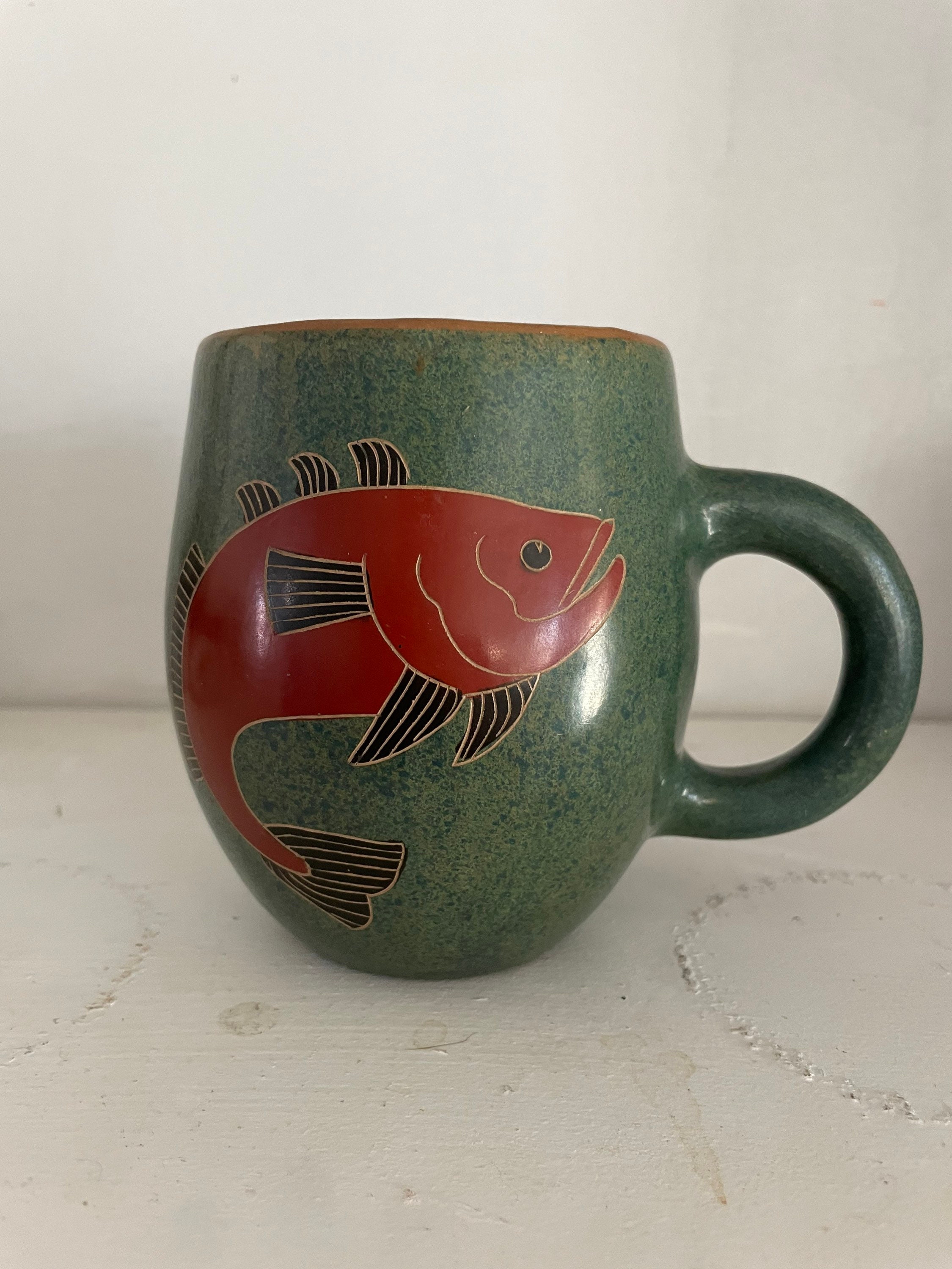 Hand Made Fish Peruvian Mug Signed - Etsy