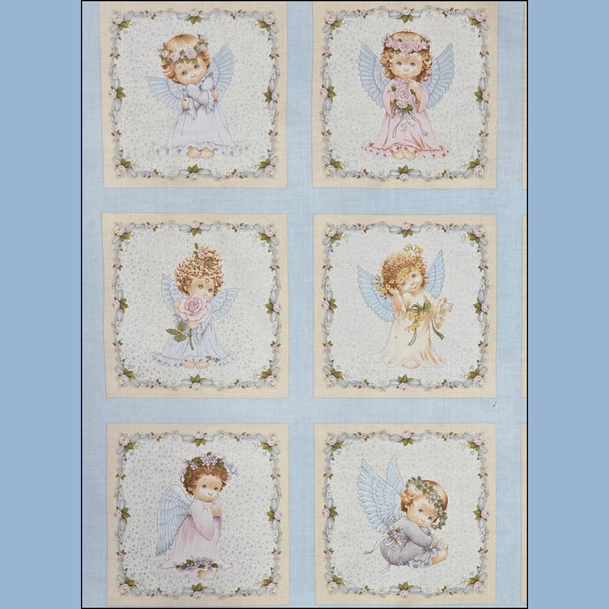 Vintage Ami Morehead Fabric Panel | "angel Kids" Cut & Sew Quilt Blocks ...