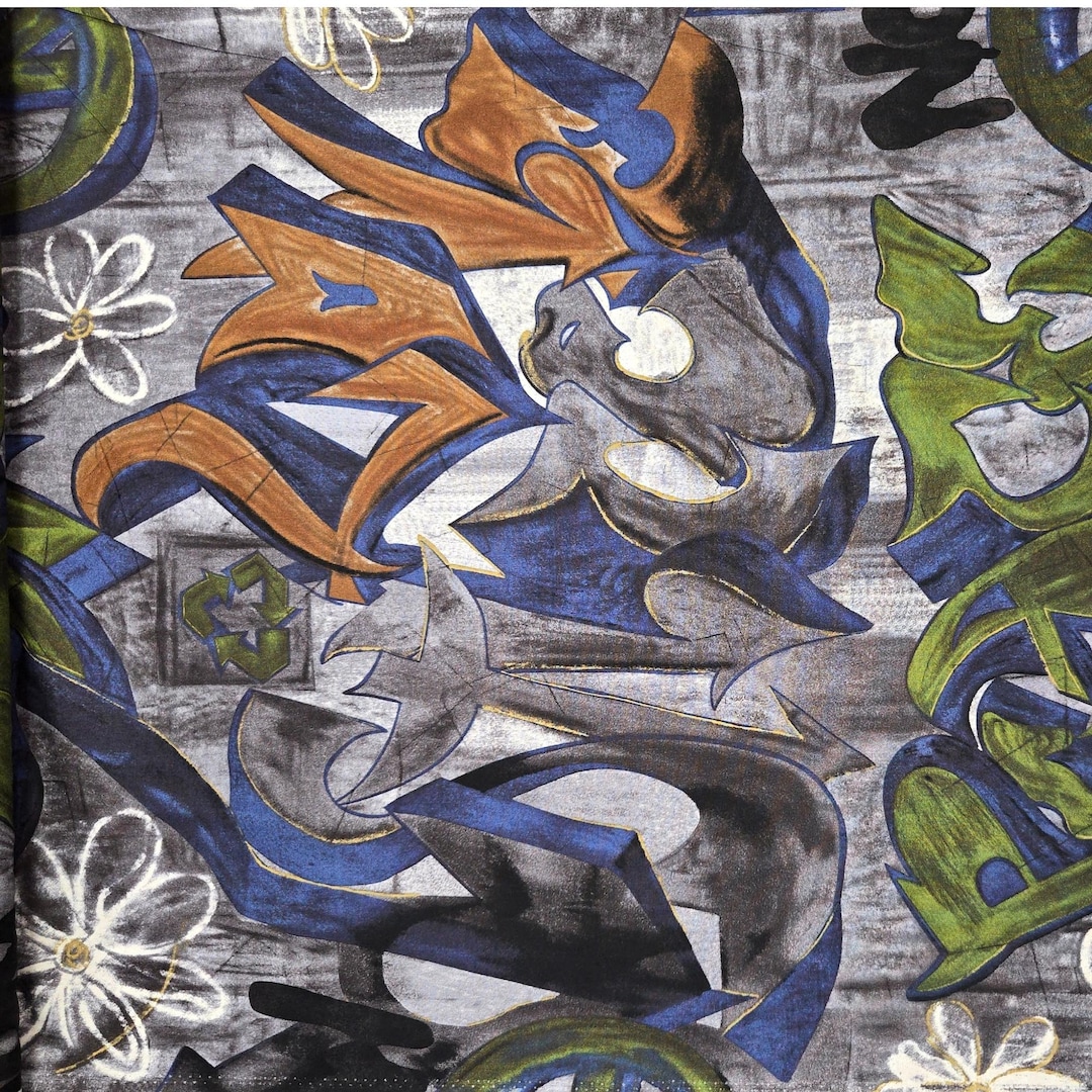 Camelot Cotton Fabric – Flower Bomb and Graffiti Prints - Etsy